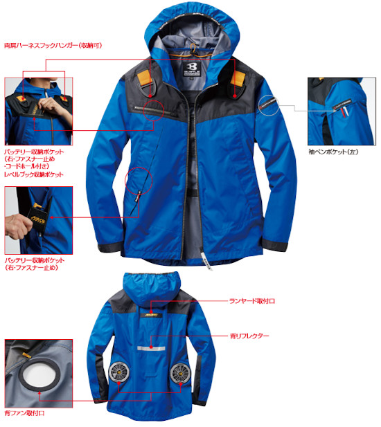 バートル BURTLE エアークラフトパーカージャケット(AC1091) カーディナル ※在庫処分特価品 - 円陣 オンラインショップ ENGINE ONLINE SHOP